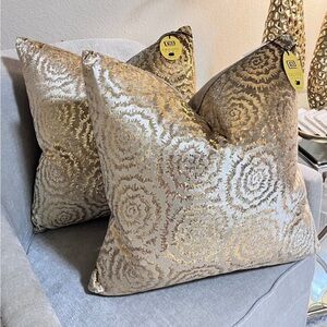 Callisto Home | Accents | Callisto Home Embroidered Gold Floral ...